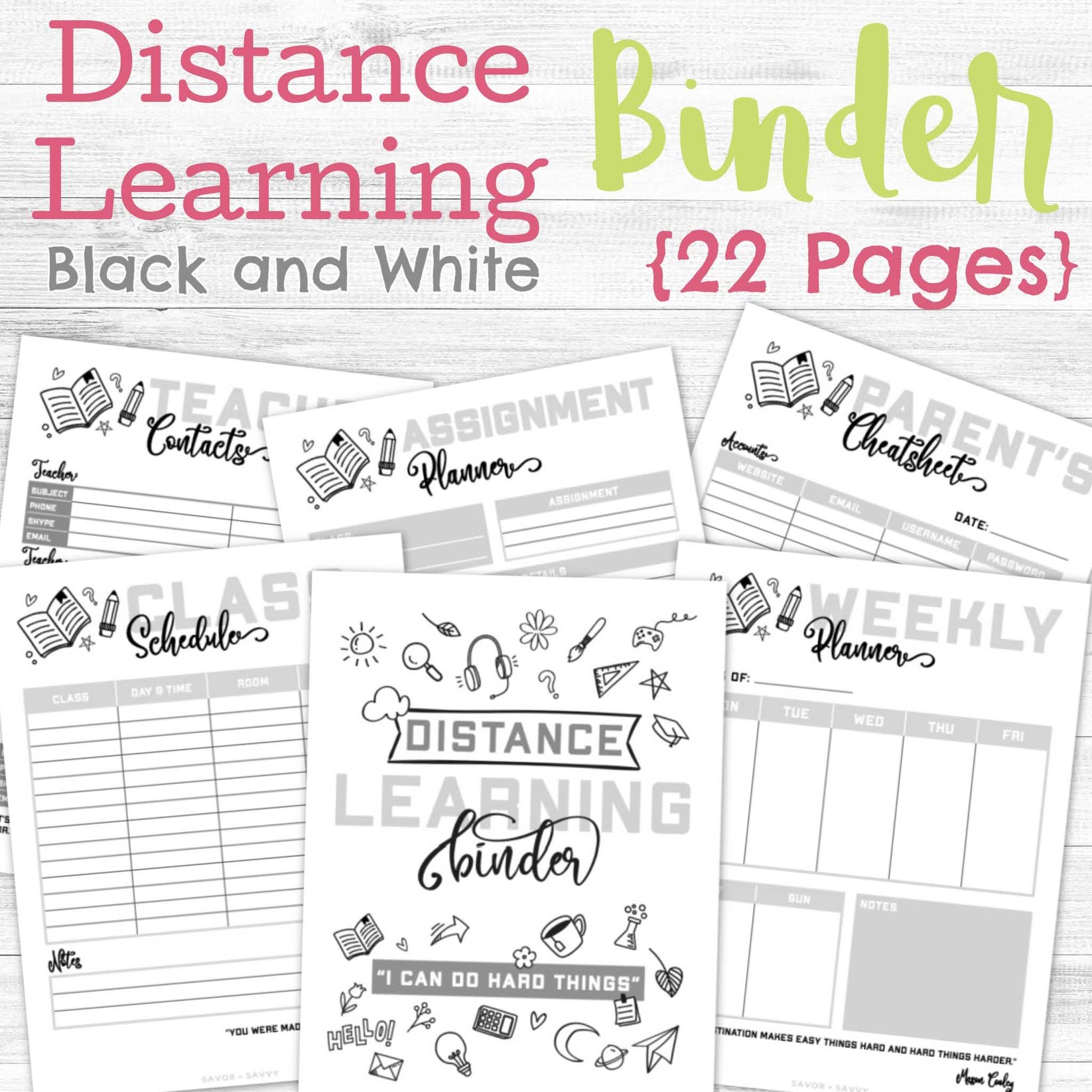 Distance Learning Binder (22 pages) 🎓 – Savor and Savvy